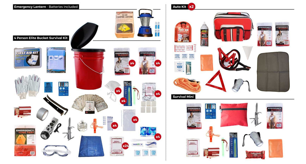 1-4 Person Food & Water Emergency Preparedness Survival Kit 72+ Hours ...